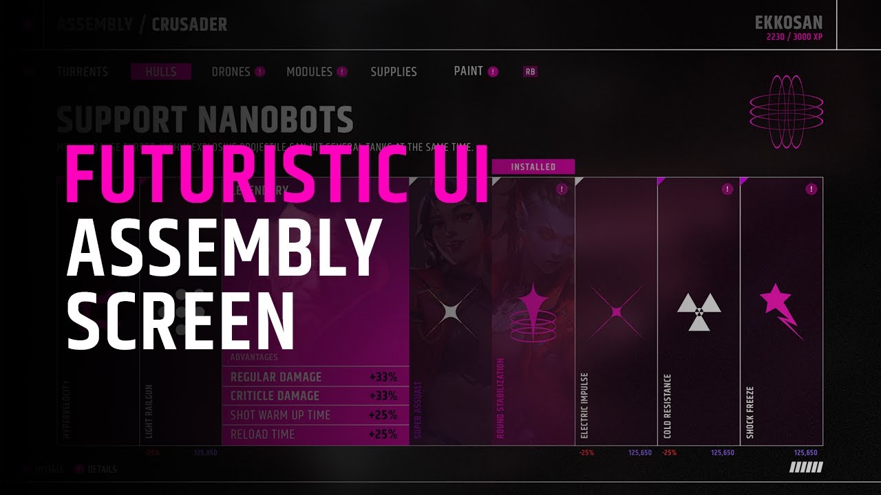 FUTURISTIC UI: Design Game Assembly Screen - YouTube
