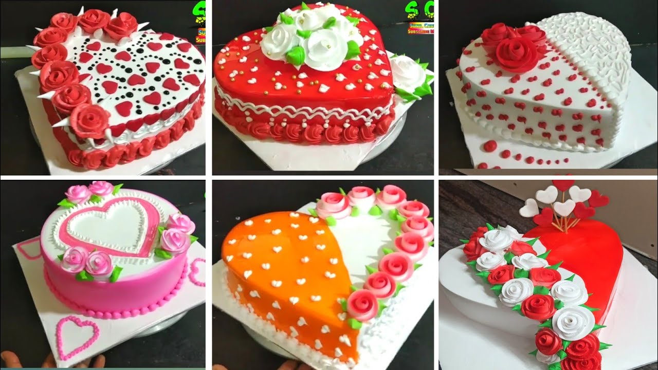 Top 6 Heart Shape Cake Design Idea | How To Make 5 Heart Shape Cake ...