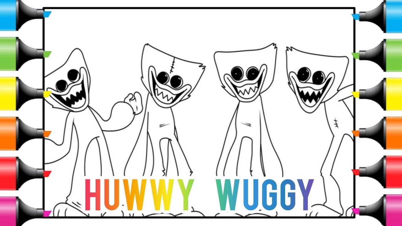 How to draw Huwwy Wuggy , Coloring pages , Poppy Playtime , Cartoon ...