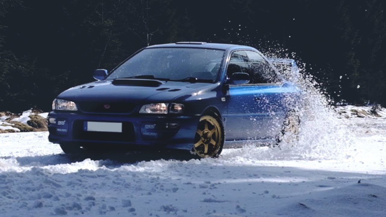 Subaru Impreza STi Type RA Snow Drift on Semi Slicks - YouTube