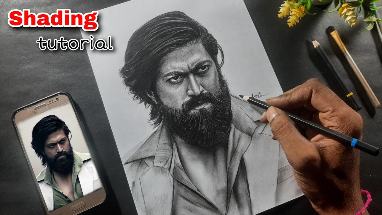 KGF Chapter 2 Yash Drawing 🔥 || Shading tutorial - YouTube