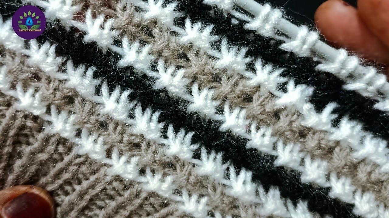 Knitting 🤍🖤 Design #797 | 4 Rows Repeat pattern for all project - YouTube