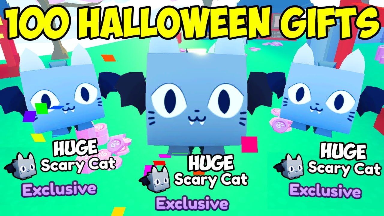 How Many HUGE SCARY CAT Can I Hatch With 100 Halloween Gifts! Roblox ...
