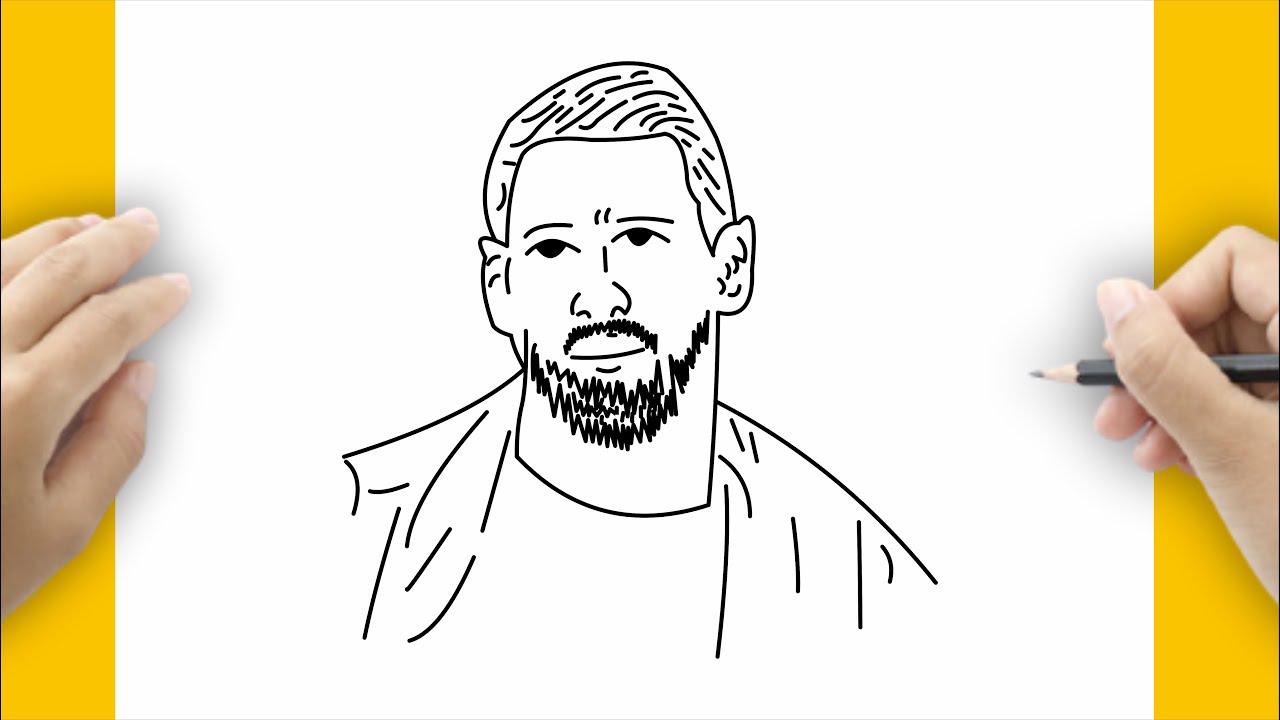 HOW TO DRAW LIONEL MESSI FACE SKETCH LA PULGA EASY STEP BY STEP - YouTube