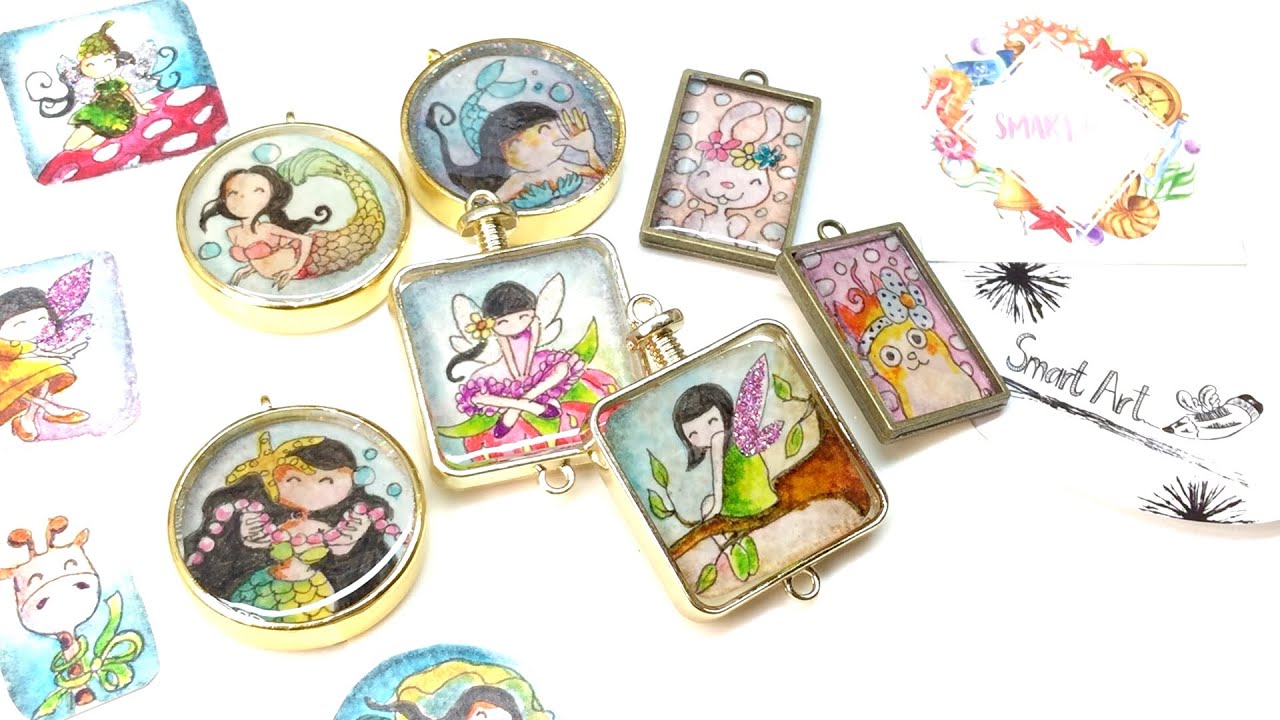 Mini Illustrations and Resin Pendants- Resin crafts- Smart Art Box- DIY ...