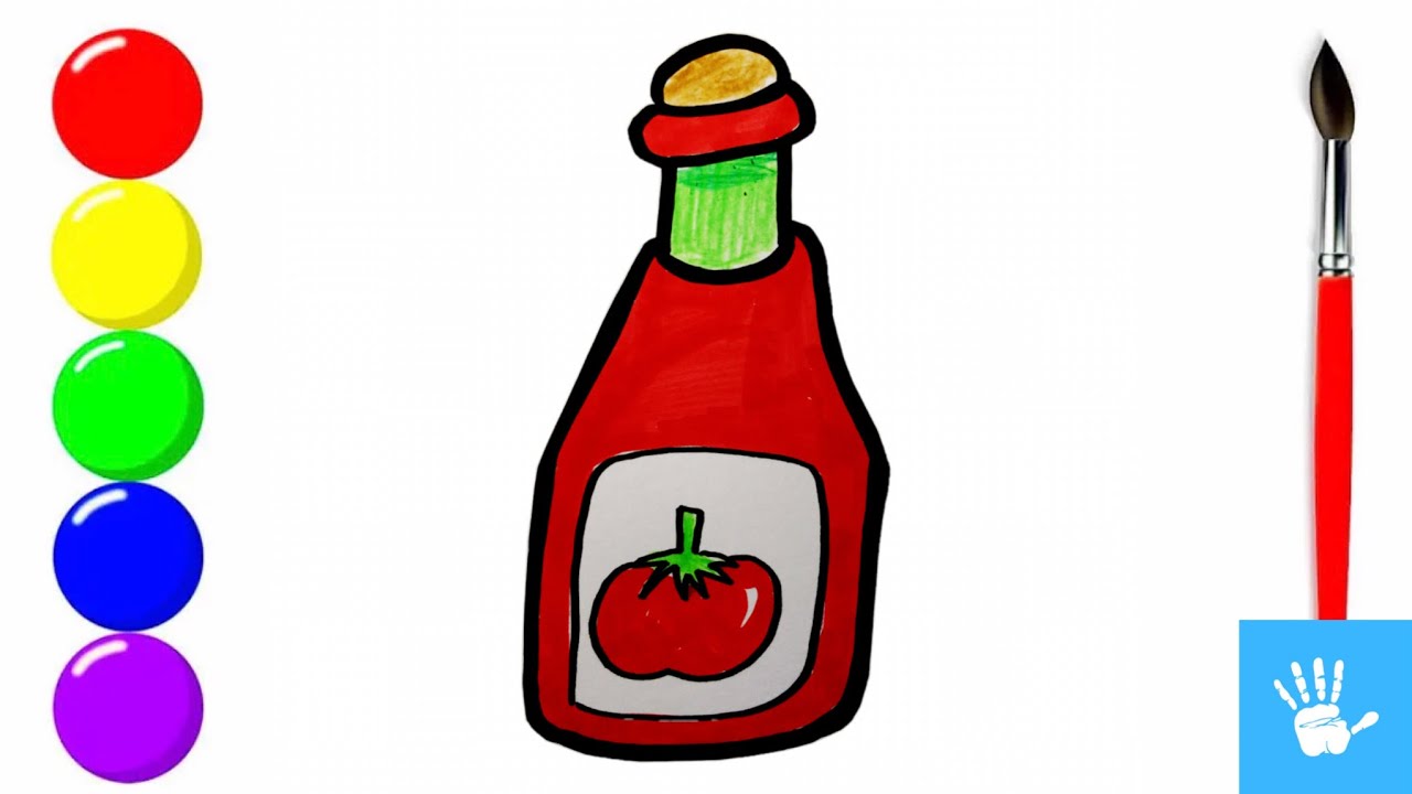 How To Draw a Bottle of Ketchup for Children | Tomato Sauce | Easy To ...