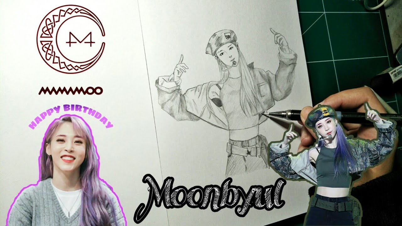 Drawing Moonbyul from MAMAMOO {{happy Birthday 👏😄}} Menggambar Moonbyul ...