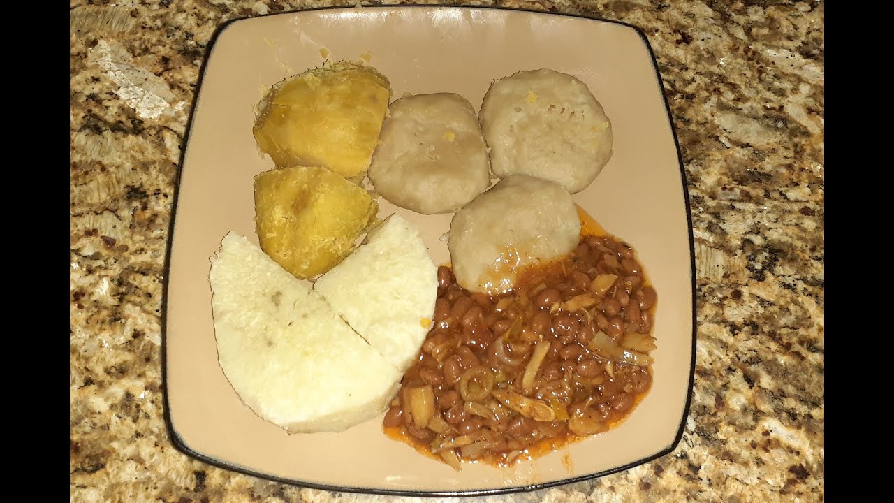 Bake Bean and Salt Fish wit Dumplings , Sweet Potato and White Yam ...