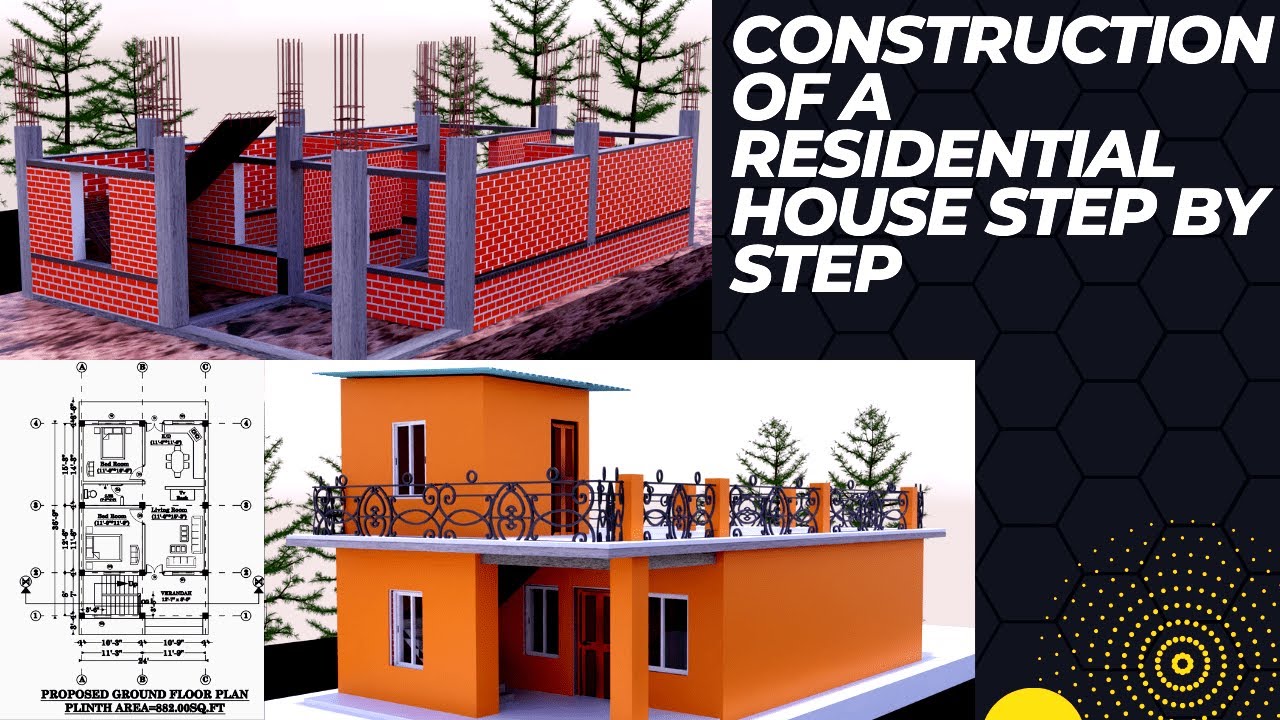 Construction of a residential house step by step.(Created on Blender ...