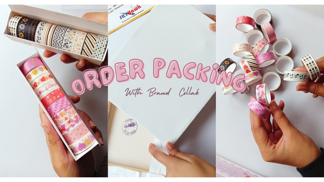 ASMR order packing | minimalist packing | brand collab | Washi tapes ...