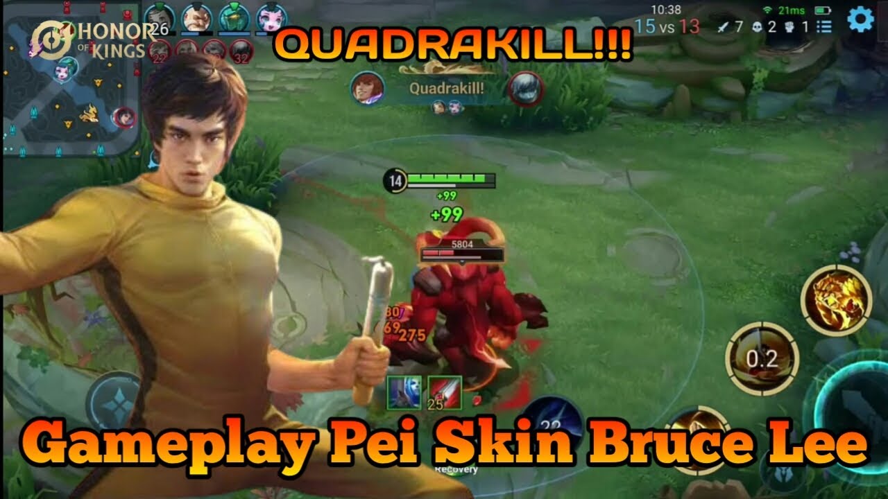 HONOR OF KINGS PEI EPIC SKIN BRUCE LEE TUTORIAL GAMEPLAY || Honor of Kings - YouTube