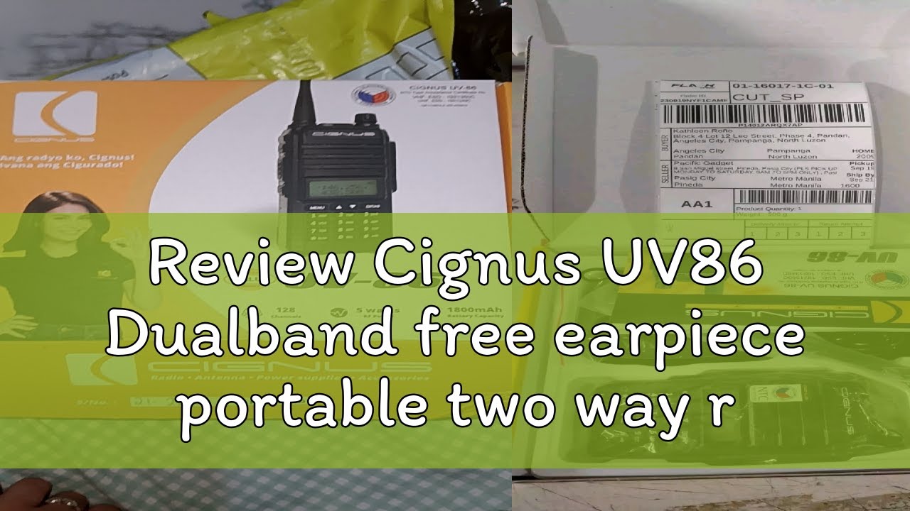 Review Cignus UV86 Dualband free earpiece portable two way radio walkie ...
