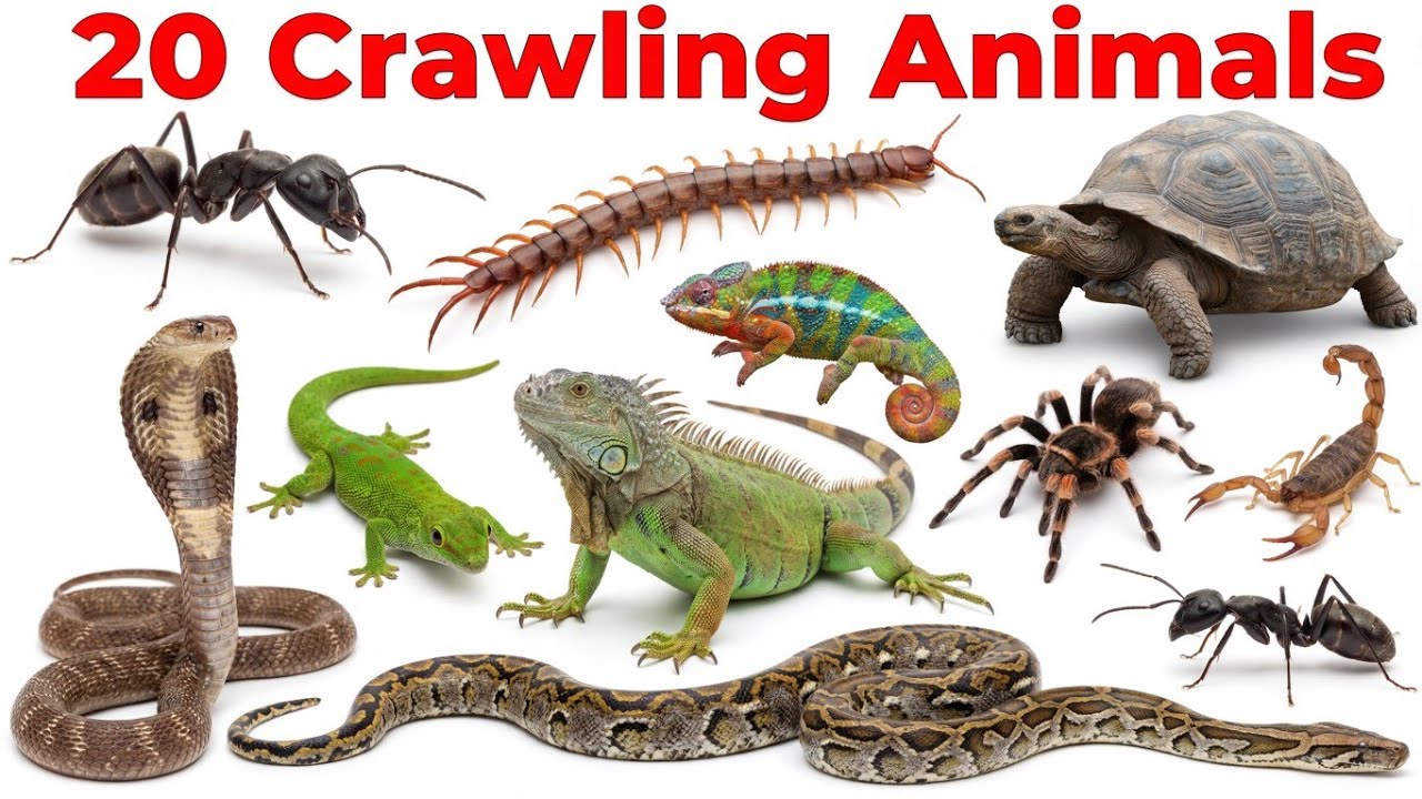 Crawling Animals Name Snake to Caterpillar | Crawling Animals for Kids ...