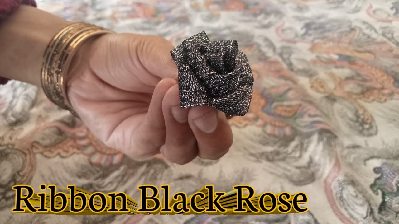 DIY-Black Ribbon Flower- Ribbon Flower Making🌺|| How To Make Ribbon ...