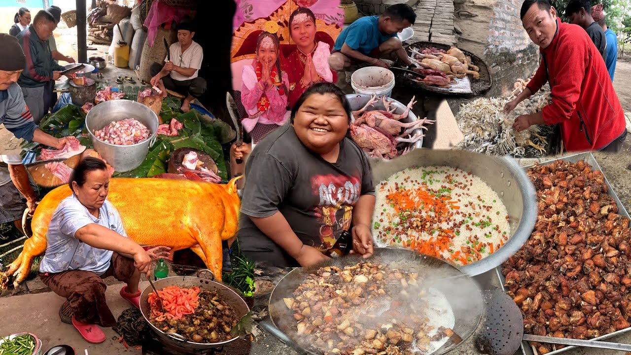 140kg Pork Meat Cutting in Village Culture Guneu Cholo KUSUM DON and ...