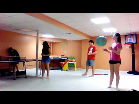 Joey Nina Alison Tyler Hannah Luke are playing basketball Tyler's birthday party