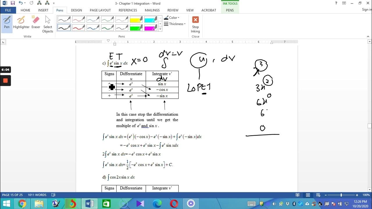 1.4.2 Integration by Tabular Method repeated process - YouTube