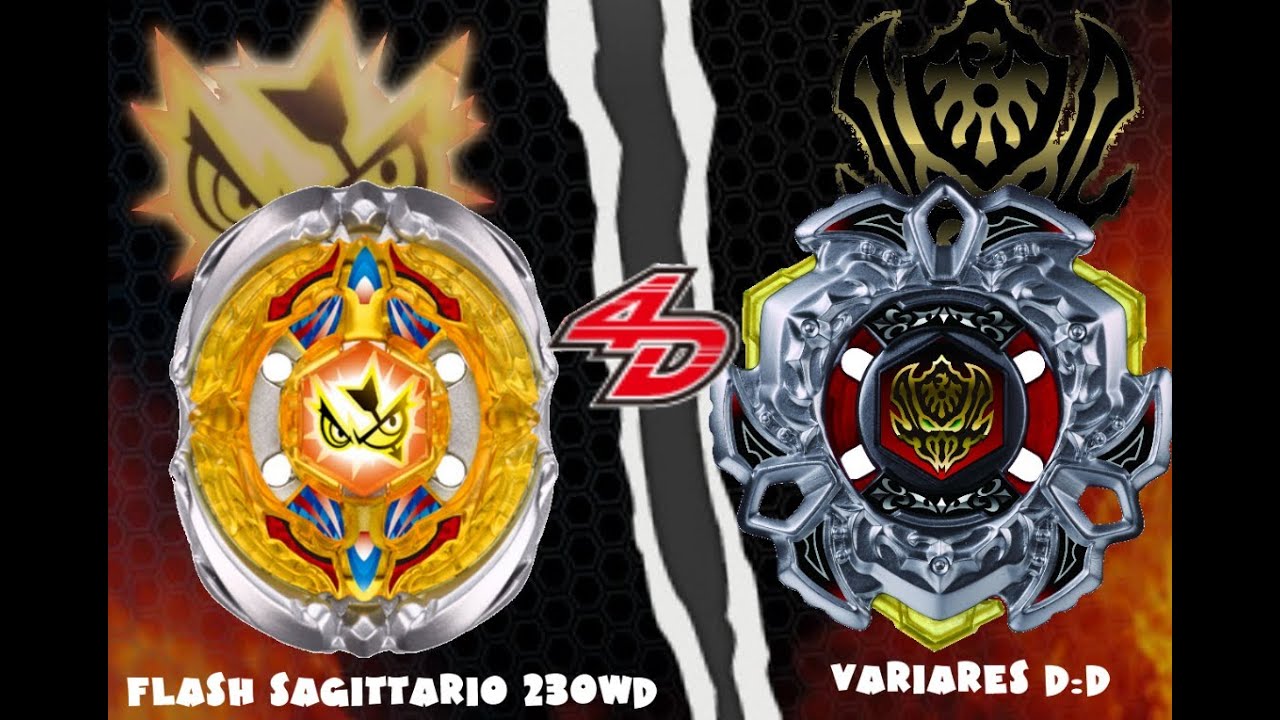 Beyblade 4D Battle - Flash Sagittario 230WD vs Variares D:D - YouTube