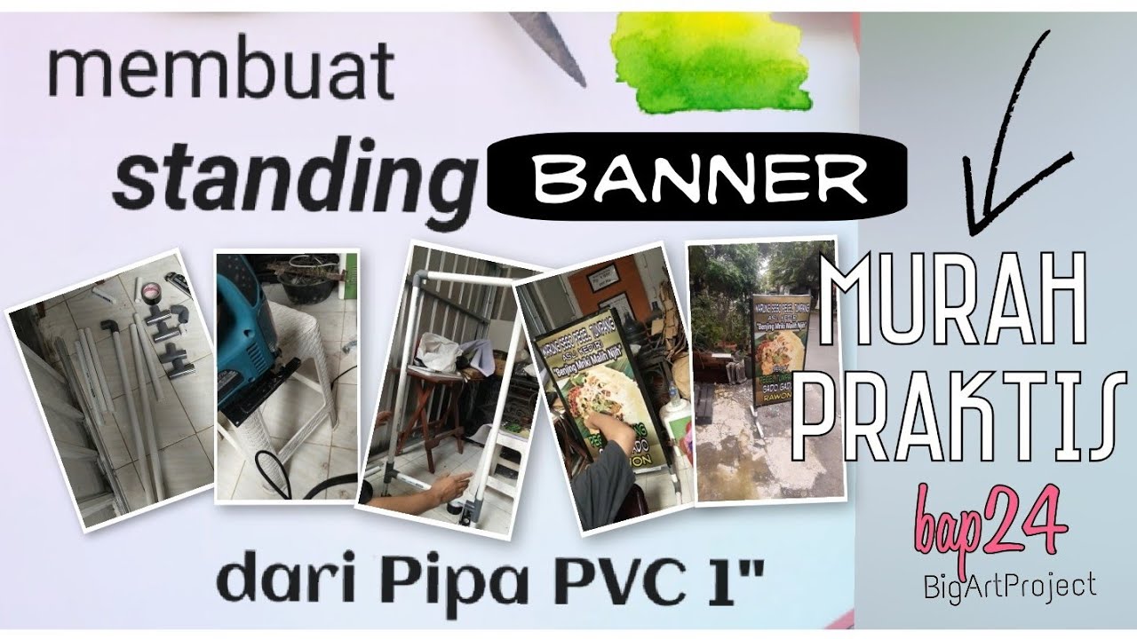 Cara membuat standing banner dari pipa paralon pvc (bap-24) - YouTube