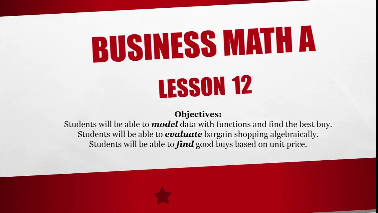 Business Math A Lesson 12 - YouTube