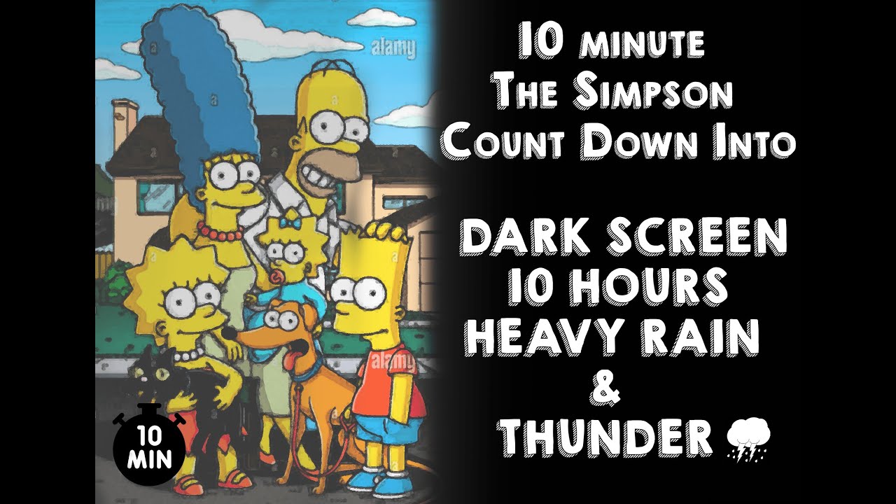 Heavy Rain & Thunder Sleep Sounds with "Simpsons" Intro |Black Screen ...