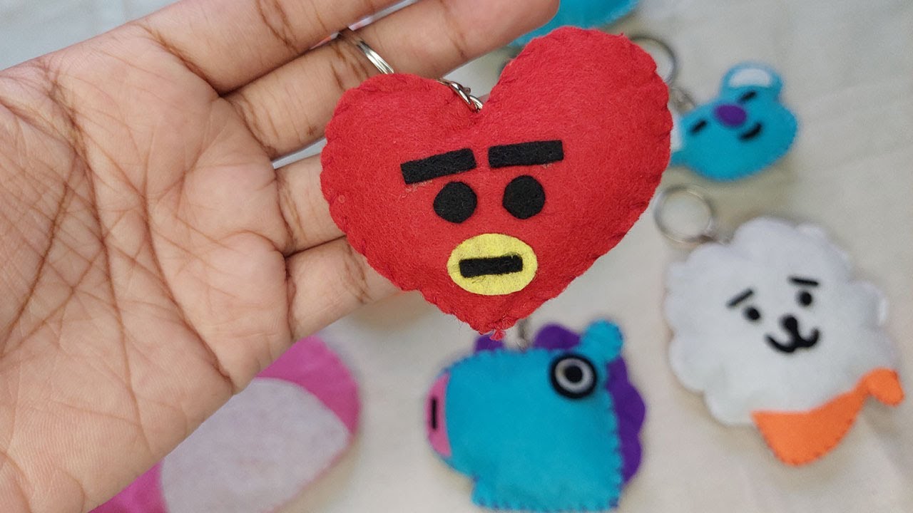 DIY BT21 Tata Key Ring | Hand Made Felt Crafts | Satisfying Art Craft ...