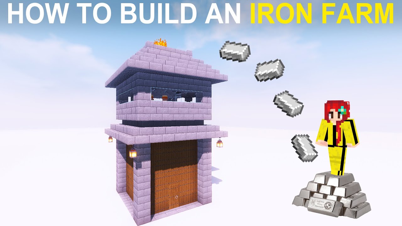 Iron Farm compact automatic afk efficient #Minecraft java 1.16 1.17 1. ...