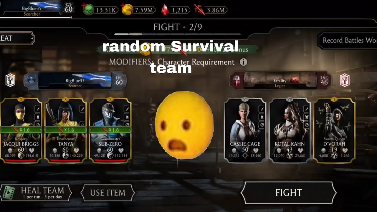 Random Mortal Kombat Mobile Survival team Gameplay - YouTube