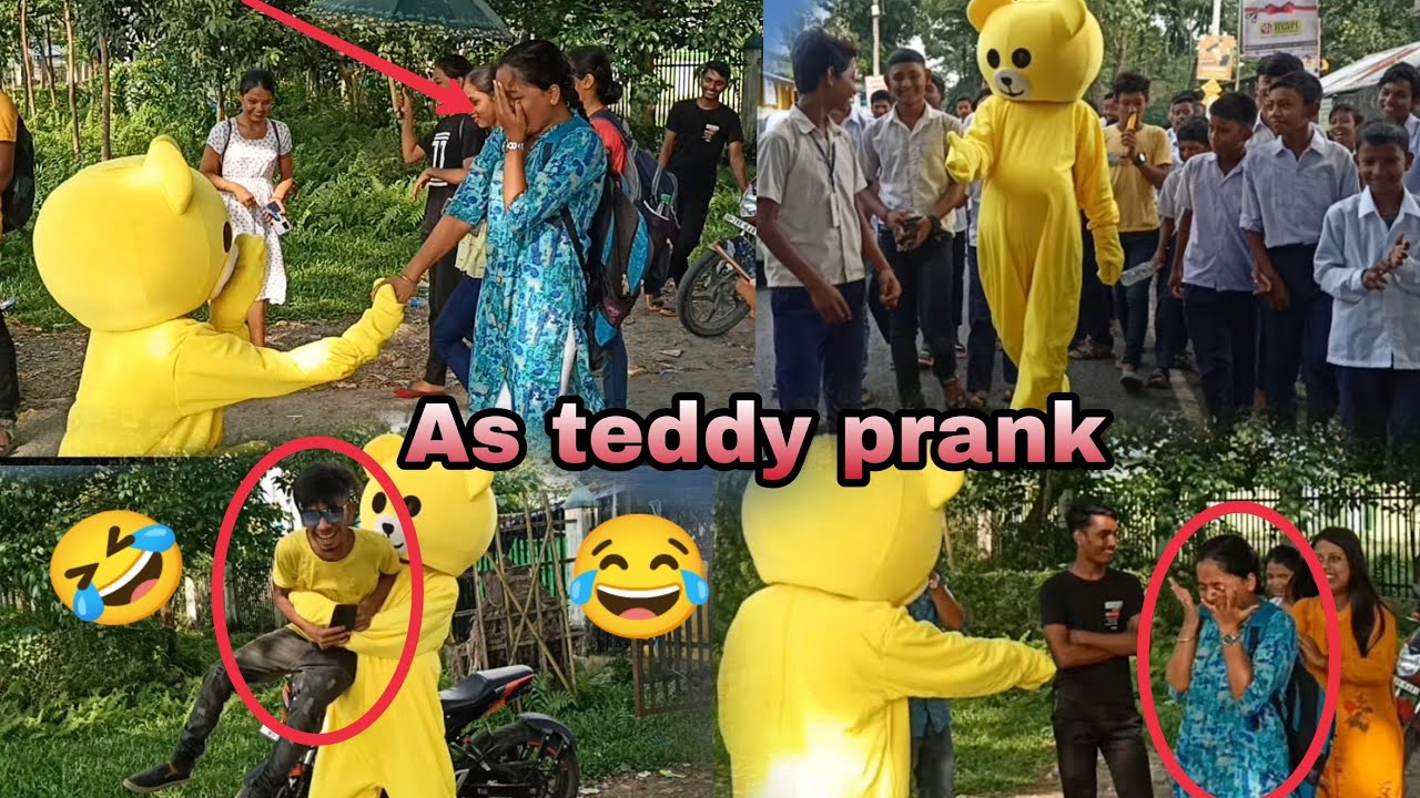 Teddy prank in hindi || teddy bear prank school and college girl 😂🤣😂 ...
