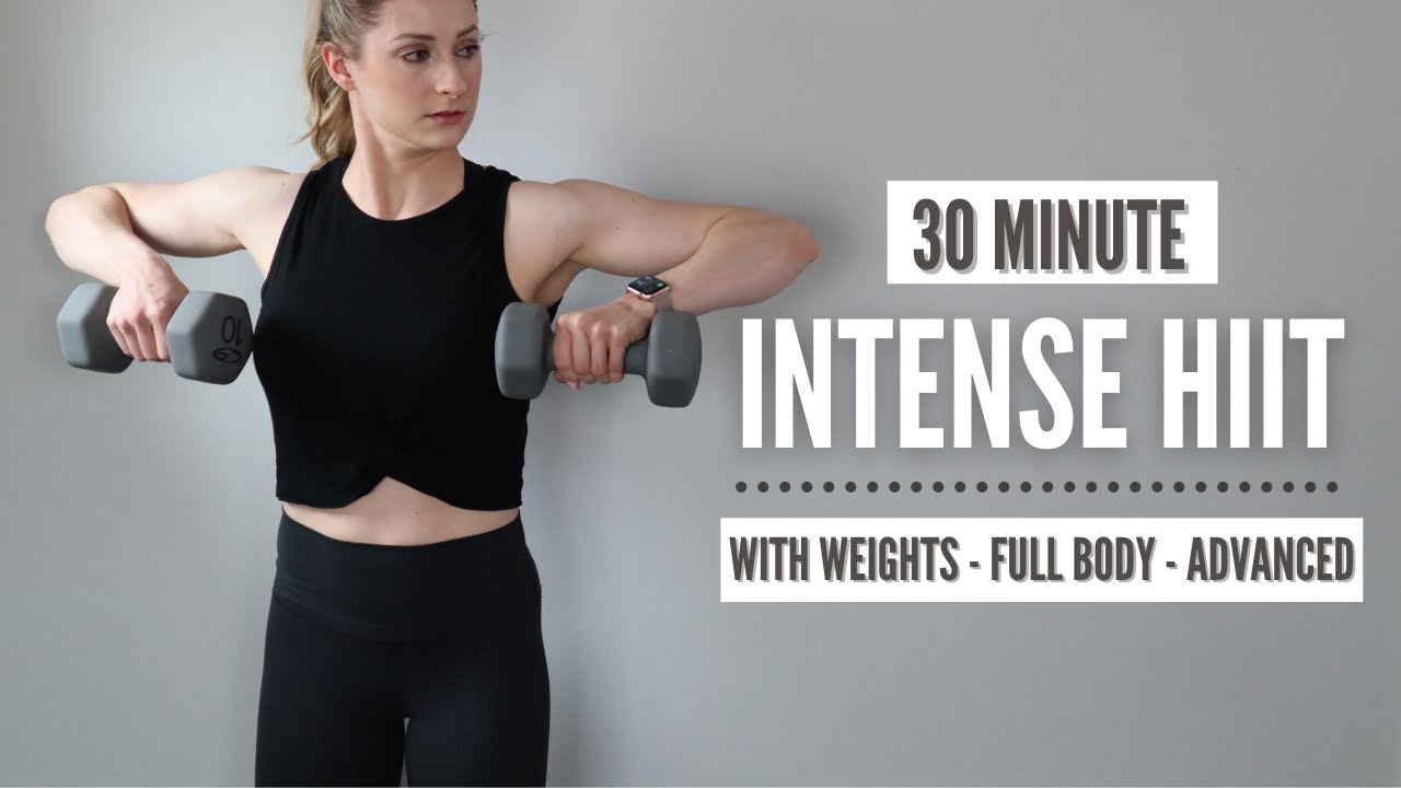 30 Minute INTENSE Full Body HIIT Workout with Weights - advanced - YouTube