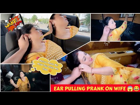 Full Day Ear Pulling Wife 🤪 || 24 Hour Pinching Prank Wife @ Bains Zone ...