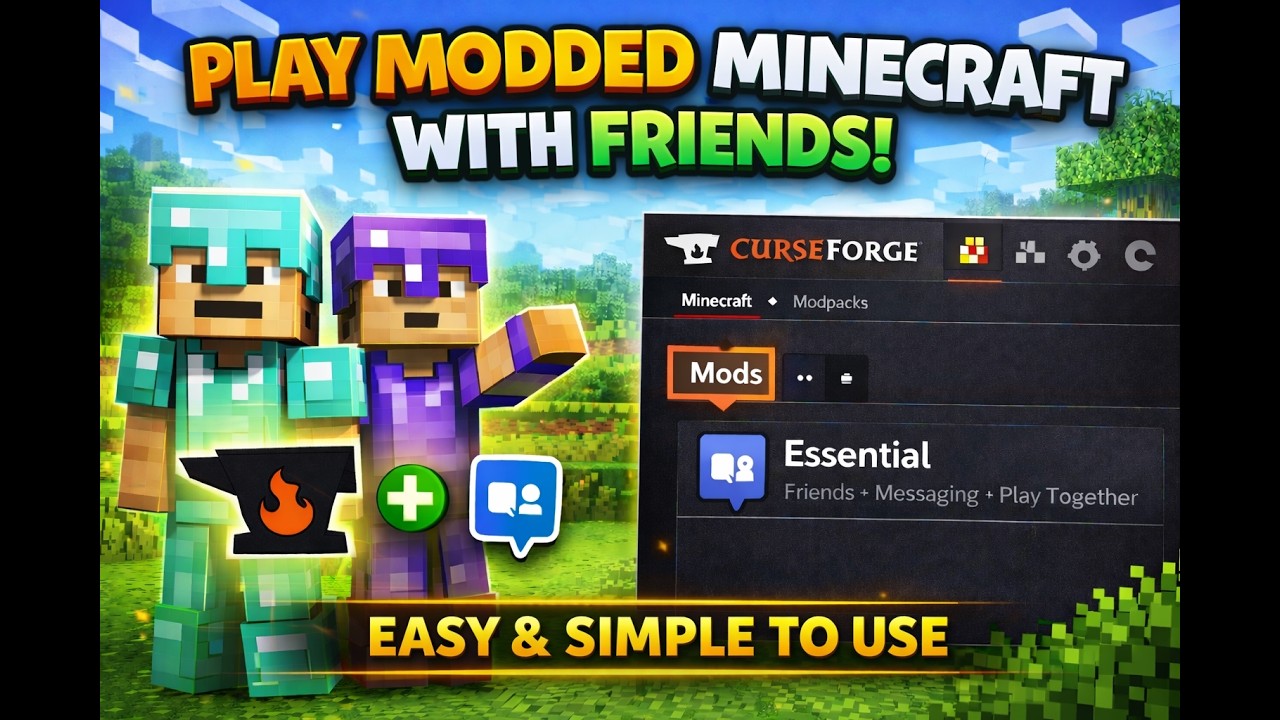 How to Play Modded Minecraft With Friends (CurseForge + Essential Mod ...