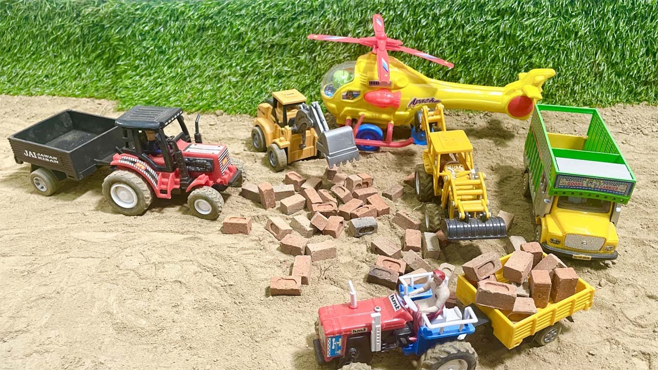 TRAIN JCB TOY CARTOON TOY HELICOPTER KA VIDEO CRANE, JCB, TRACTOR, BUS ...