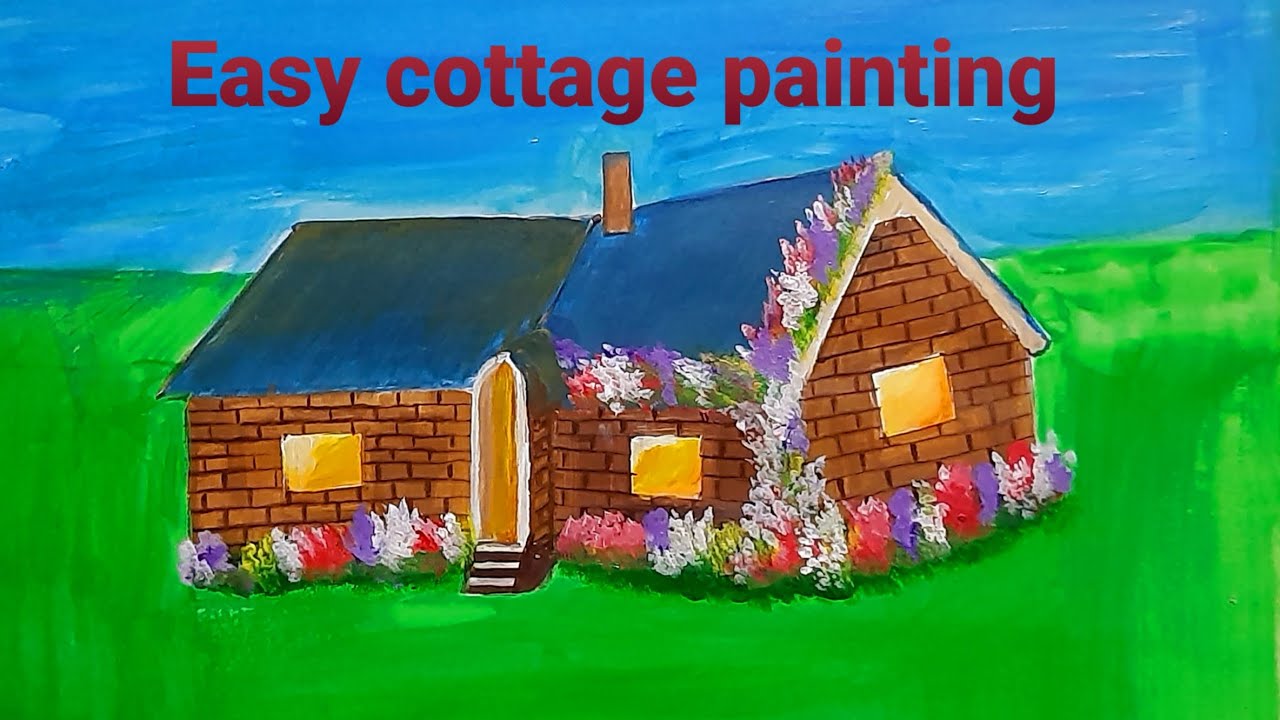 Easy cottage painting for beginners timelapse/beautiful and simple ...