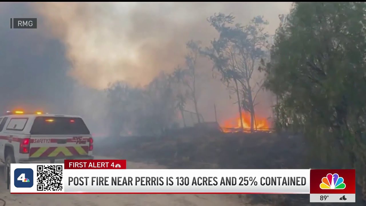 Post Fire burns 130 acres near Perris - YouTube