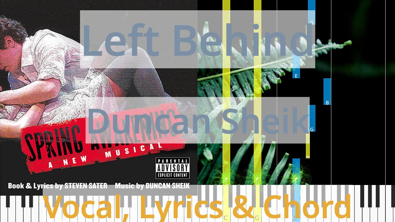🎹Left Behind, Chord & Lyrics, Duncan Sheik, Synthesia Piano - YouTube