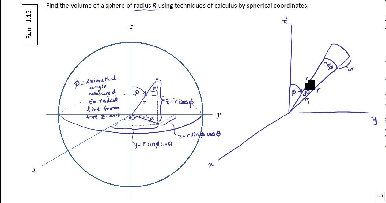 Finding Volume Of A Sphere Using Triple Integrals In Spherical