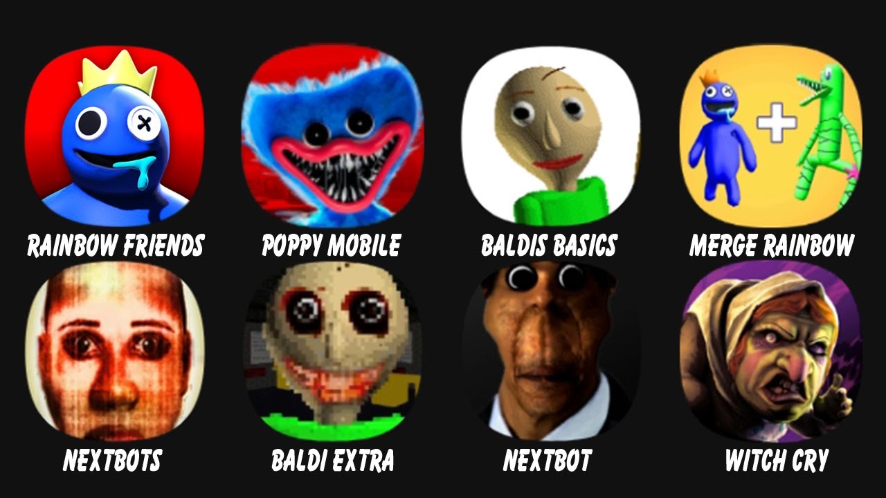 Rainbow Friends, Poppy Mobile, Baldis Basics Classic, Merge Rainbow: 3D ...