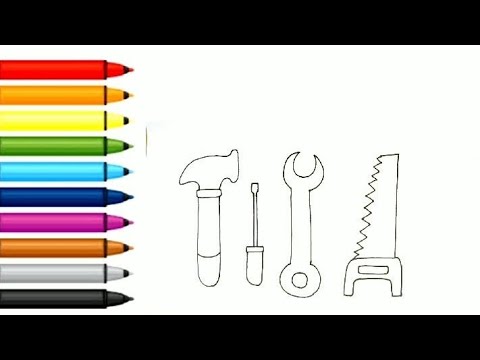 How To Draw Tools 🔧🔨🪚🪛Drawing And Coloring Easy Drawings For Kids - YouTube