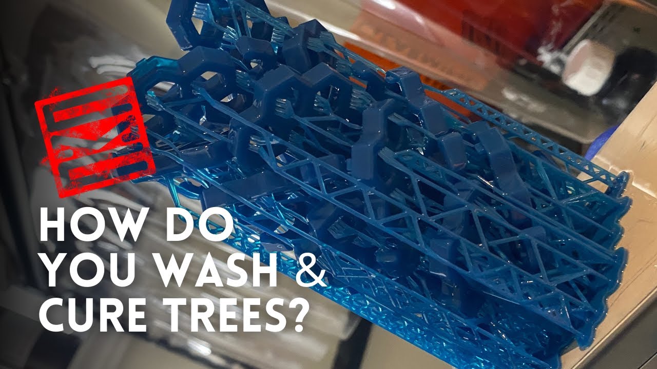 How to cure & wash castable 3d printed jewellery trees - YouTube