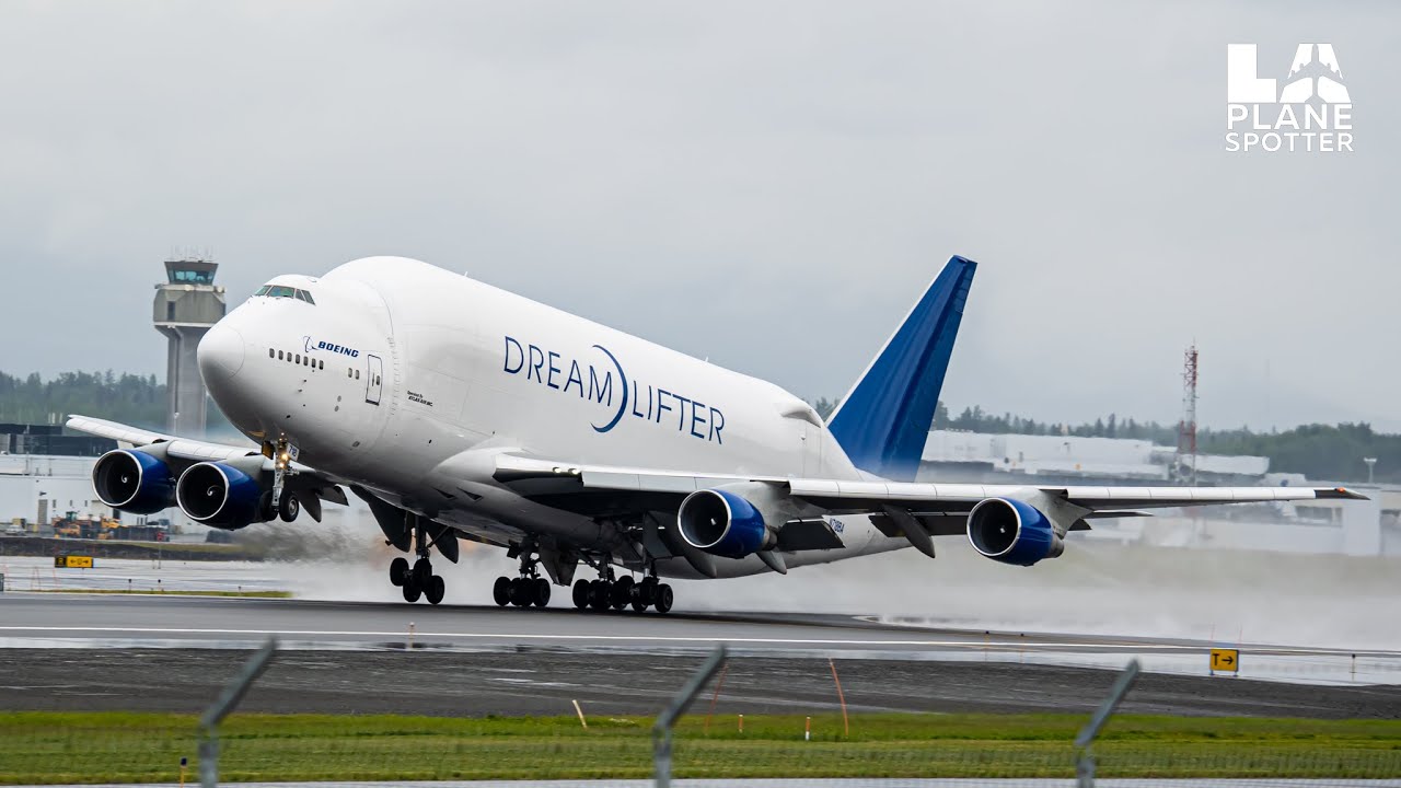 Boeing Dreamlifter Taking Off from Ted Stevens International Airport in ...