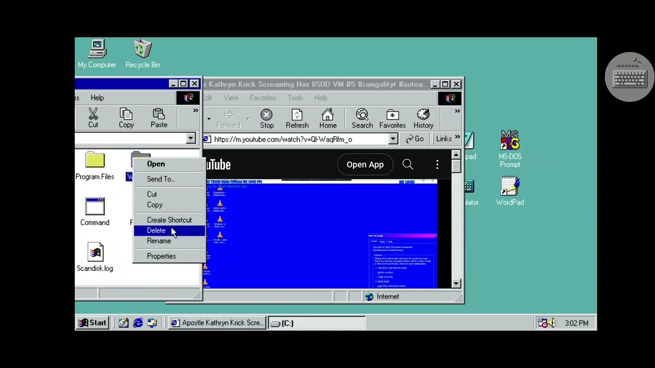 Windows 98 BSOD 2957 - YouTube
