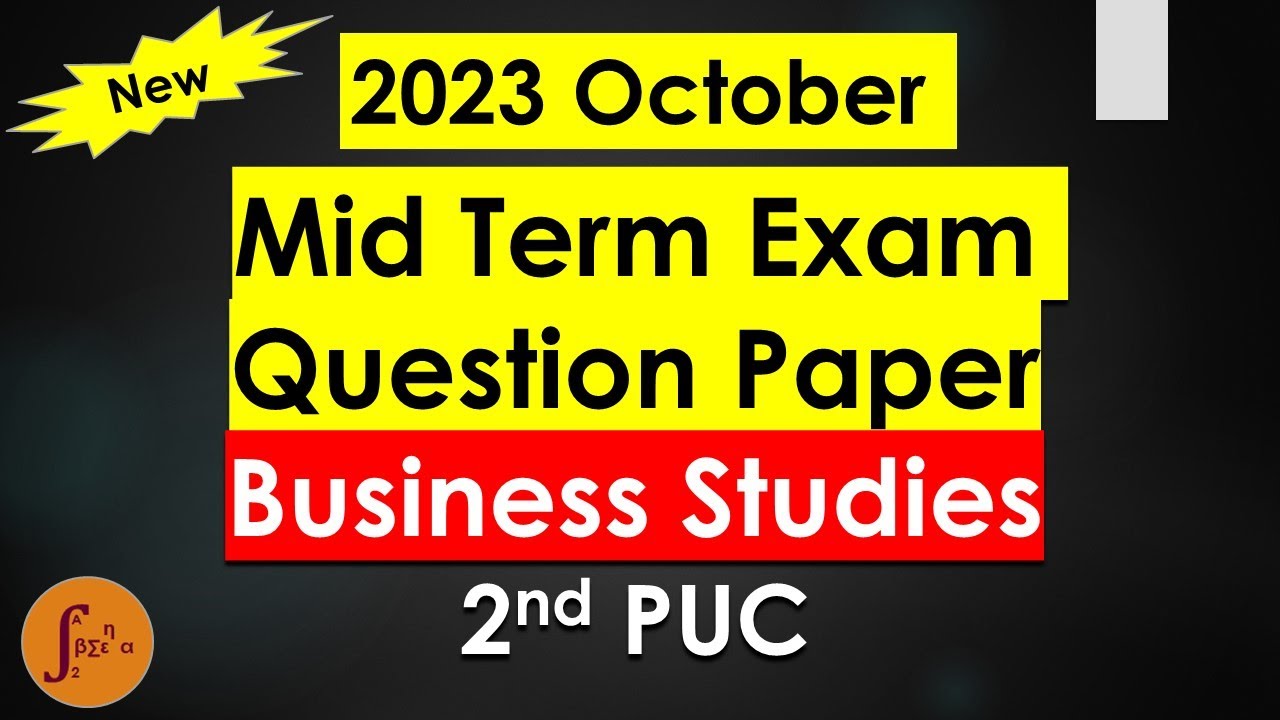 2nd PUC Business Studies Mid Term Exam Question Paper 2023 October ...