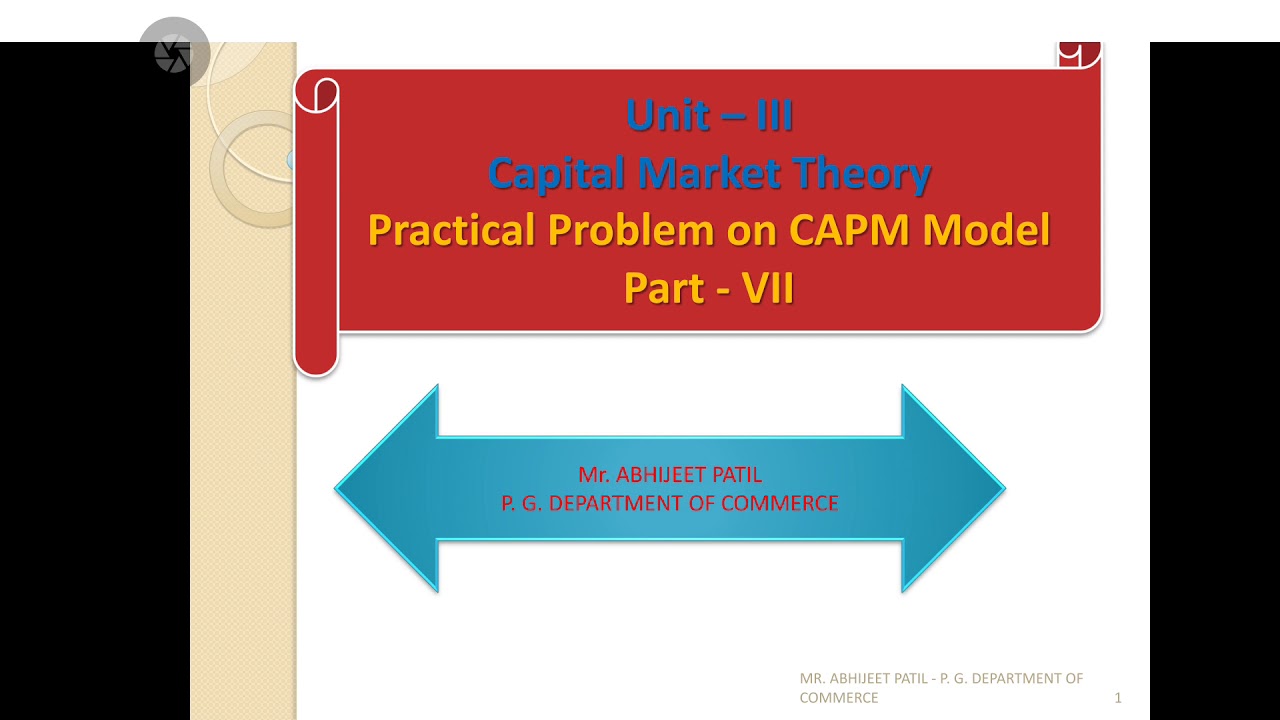 Practical Problem on CAPM Model - Part VII - YouTube