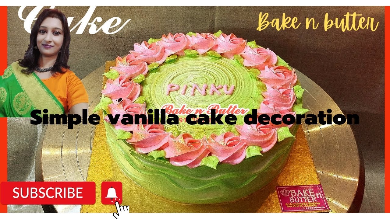 Simple vanilla cake decoration/Easy way of cake decoration🎀/Rosette ...