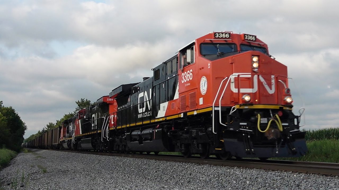 Two CN Trains at Holly Road near Irvington, IL - YouTube