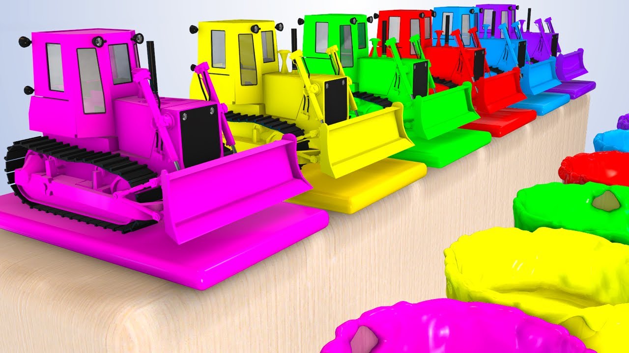 Colors For Babies With Bulldozer 3D and Cars Superheroes for Kids ...