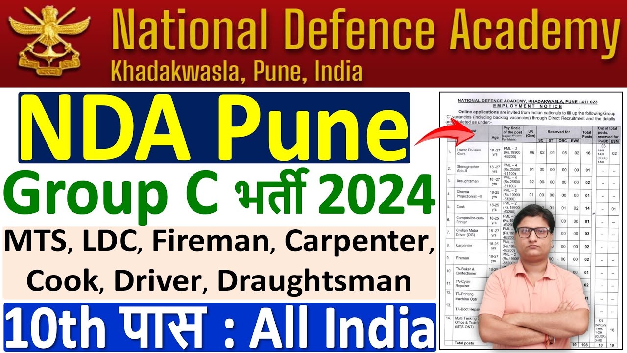 NDA Pune MTS Vacancy 2024 ¦¦ NDA Pune Group C Recruitment 2024 ¦¦ NDA ...