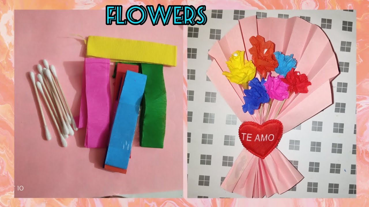 Cotton Buds Crafts Simple Flower 🌹 To Simple Steps 🙂 Beautiful Paper ...