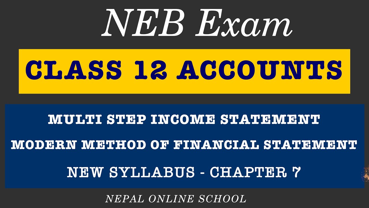 Class 12 Account|New Syllabus Multi Step Income Statement|Modern Method ...